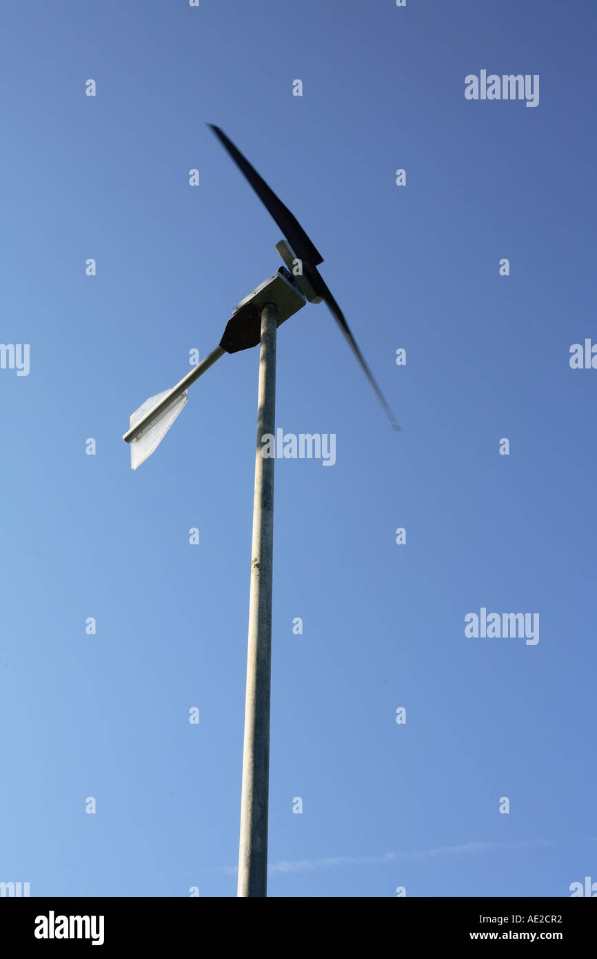 Micro wind turbine against a blue sky Stock Photo - Alamy