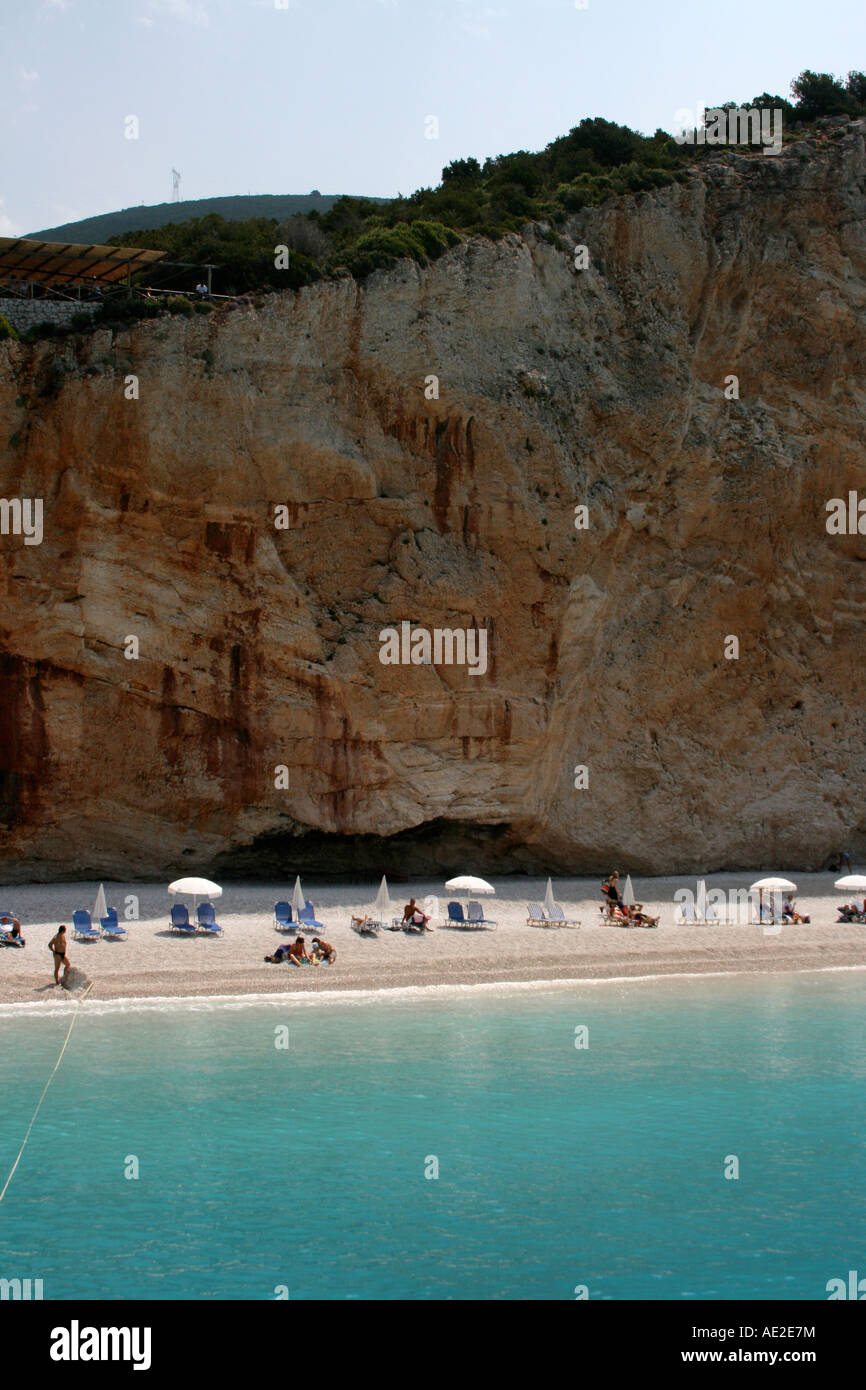 Rocky cliffside of the beachfront at Porto Katsiki Greece Stock Photo ...