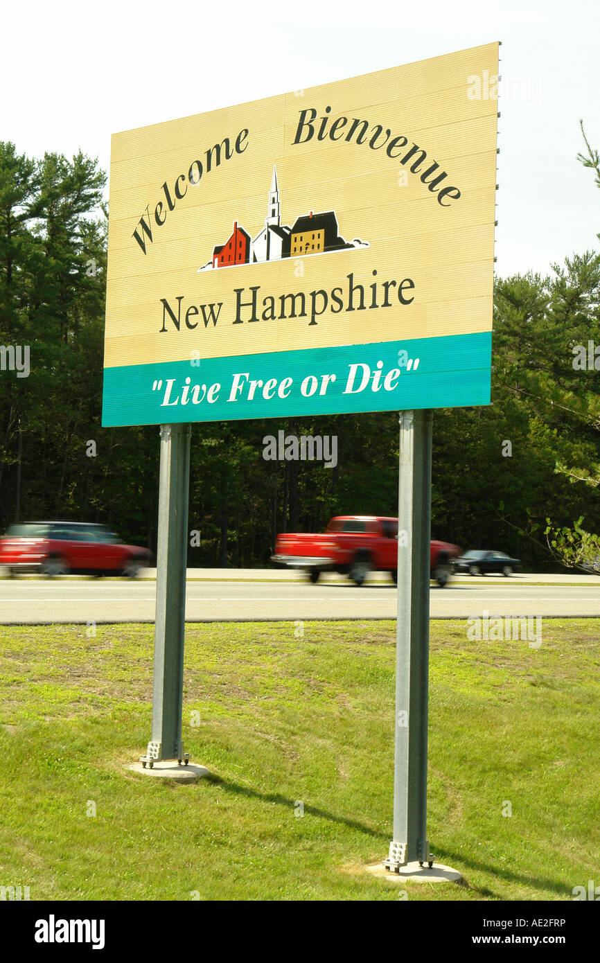 AJD59189, NH, New Hampshire, I-95 Welcome Sign, state line, border ...
