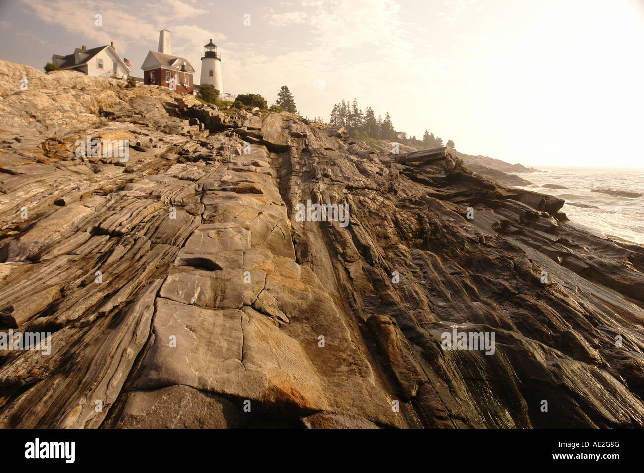 AJD59221, New Harbor, ME, Maine, Pemaquid Point & Lighthouse Stock ...