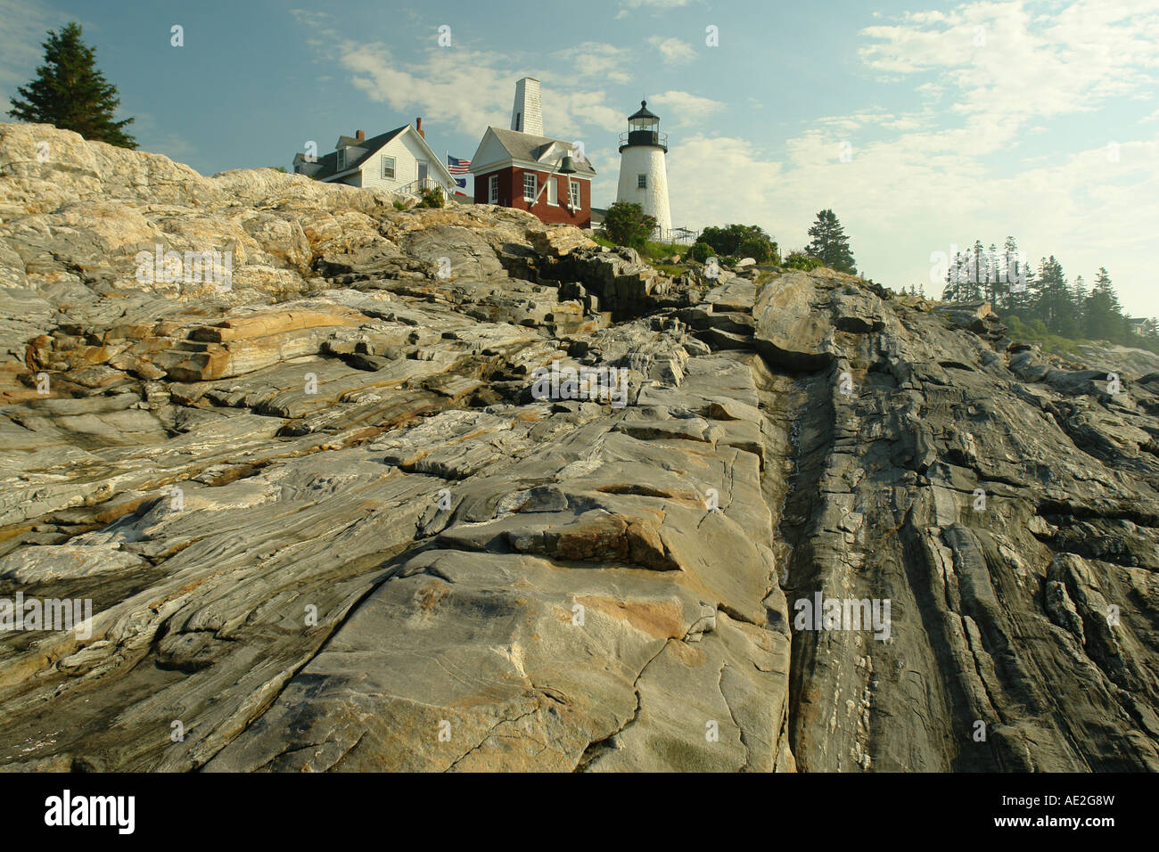AJD59223, New Harbor, ME, Maine, Pemaquid Point & Lighthouse Stock ...