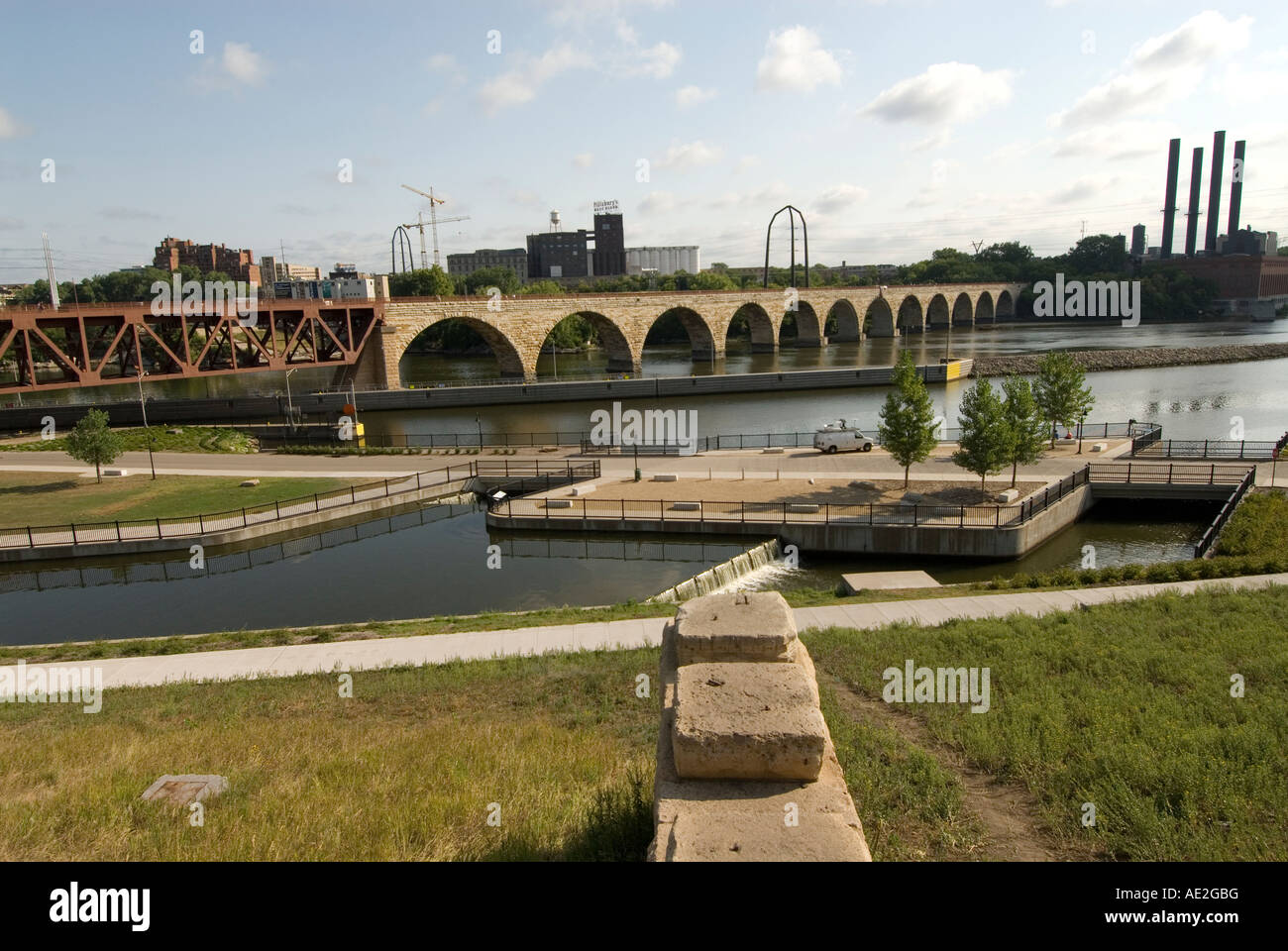 Minnesota Twin Cities Minneapolis Saint Paul Stone Arch Bridge crosses ...