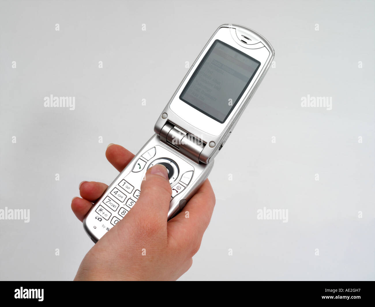 Hand Holding Flip Mobile Phone Stock Photo - Alamy