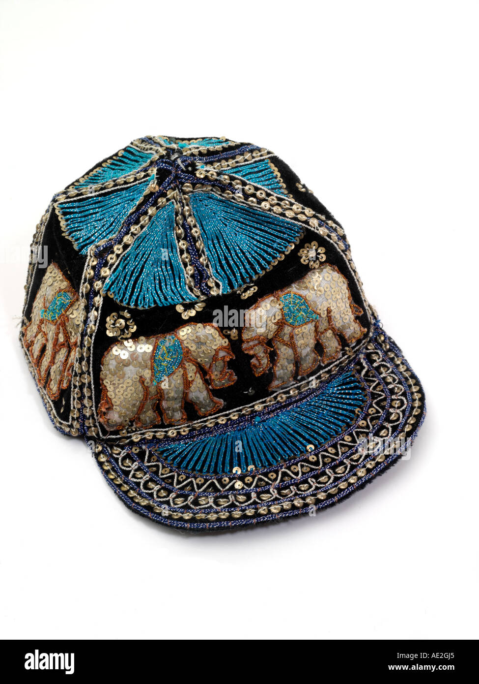 Sri Lanka Beaded Cap with Sequin Elephants Stock Photo - Alamy
