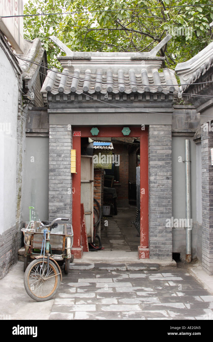 Entrance to Hutong Hutongs are traditonal courtyard homes Beijing China ...
