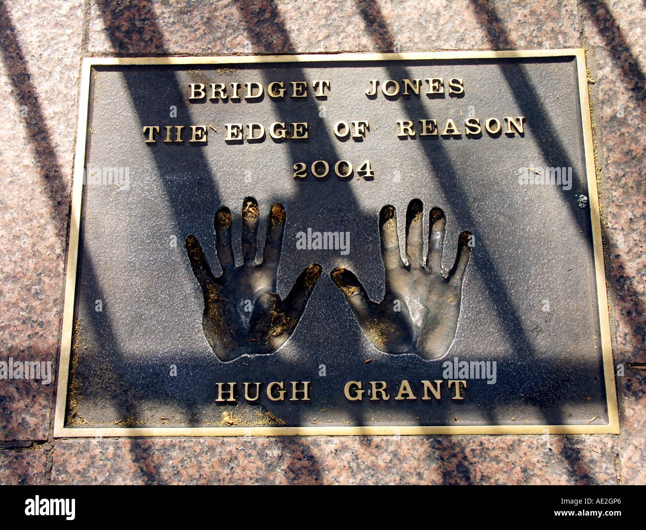 Hand palm prints of Hugh Grant in the pavement outside the Odeon cinema ...