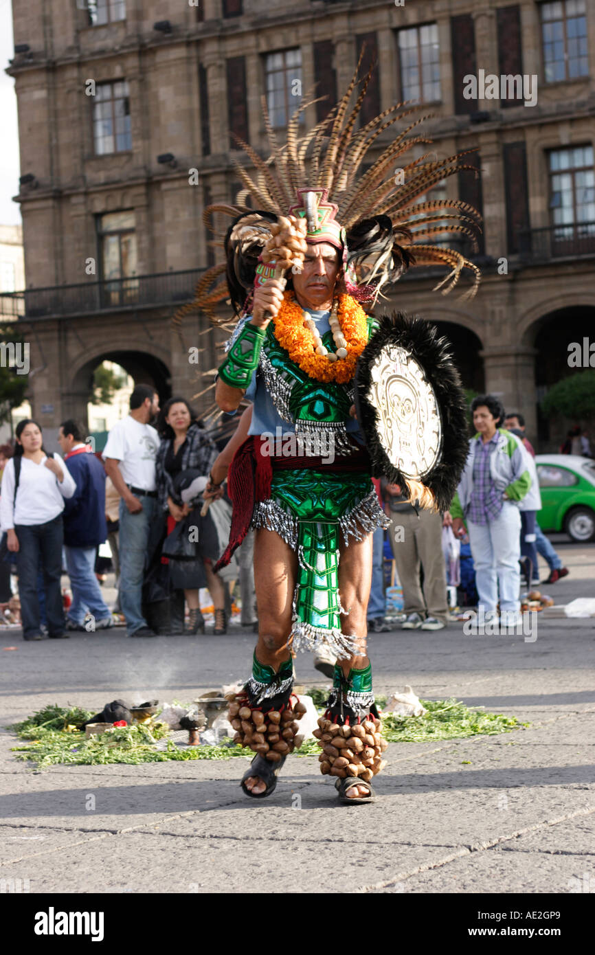 Aztec Dancers perform in the Zocalo Plaza de la Constitucion Mexico ...