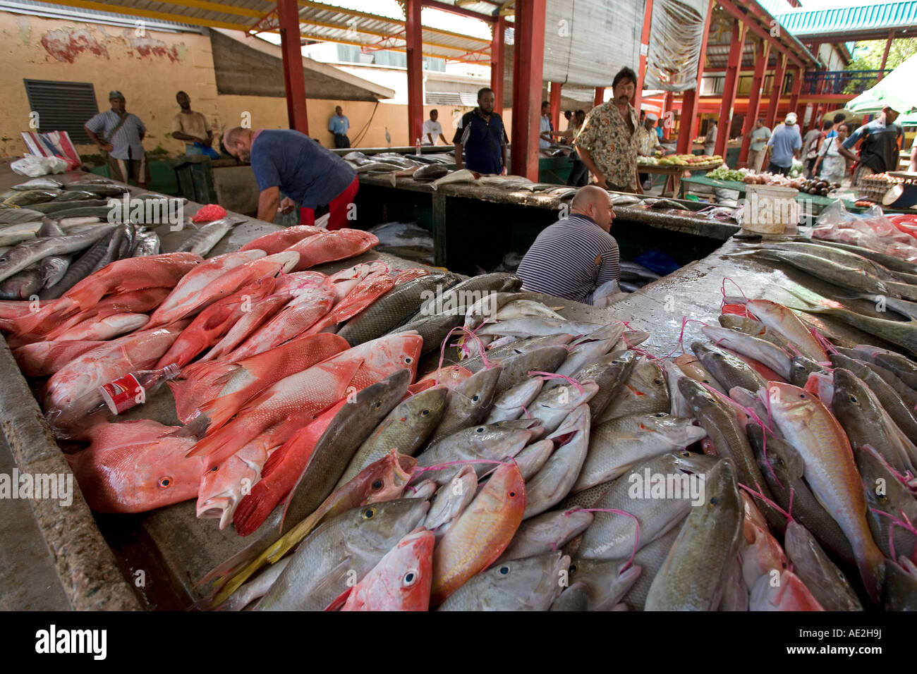 The colorful Victoria Market Mahe Island Seychelles Stock Photo - Alamy