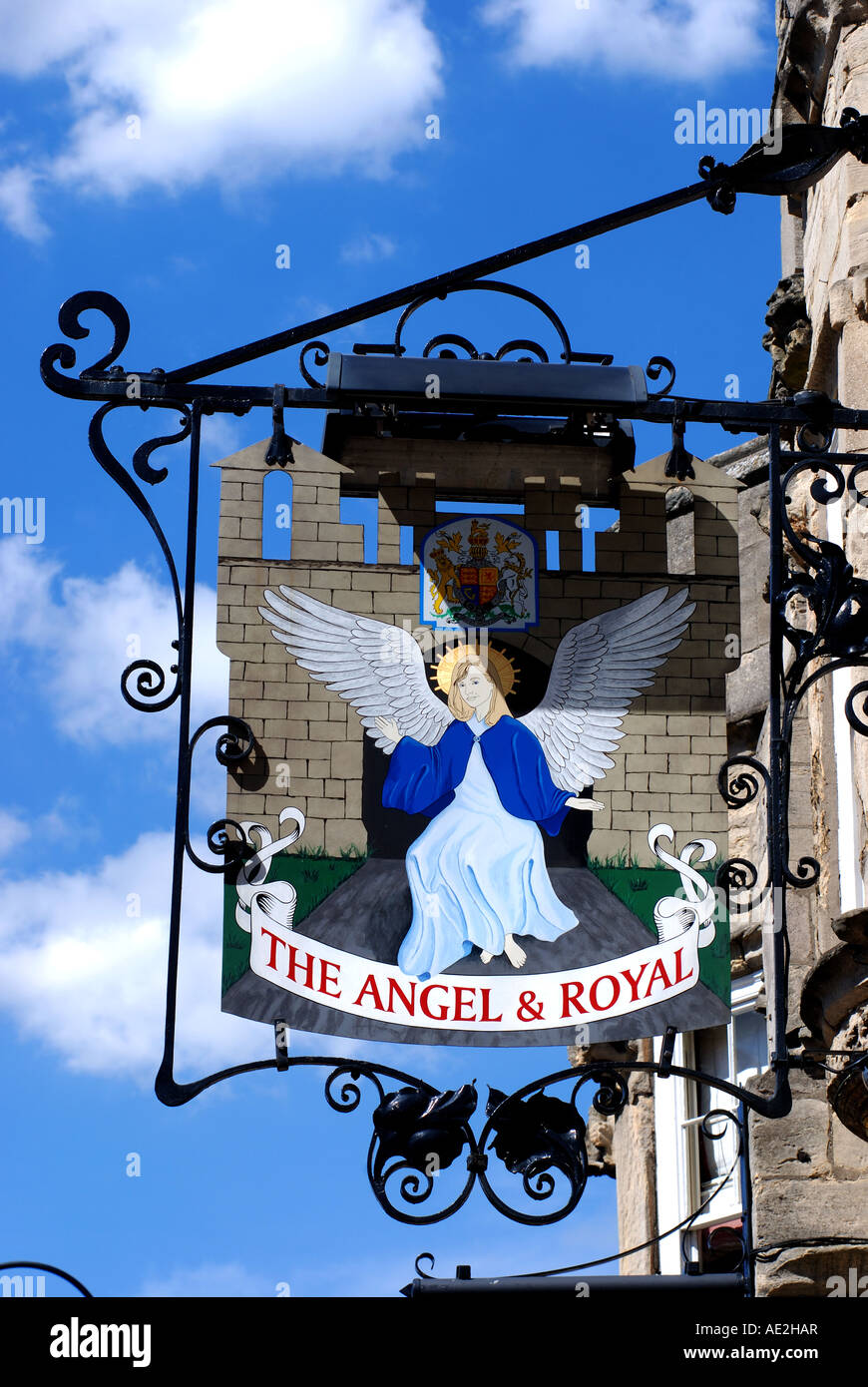 Angel and Royal sign, Grantham, Lincolnshire, England, UK Stock Photo ...