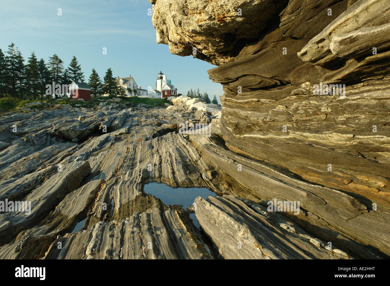 AJD59324, New Harbor, ME, Maine, Pemaquid Point & Lighthouse Stock ...