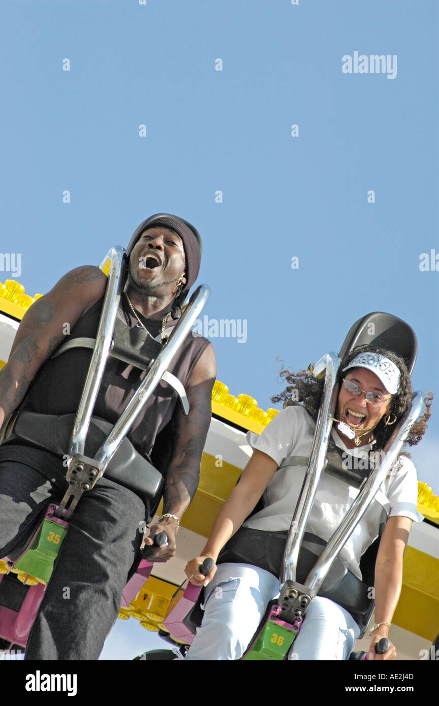 People on local carnival rides for fun during summer vacations at ...