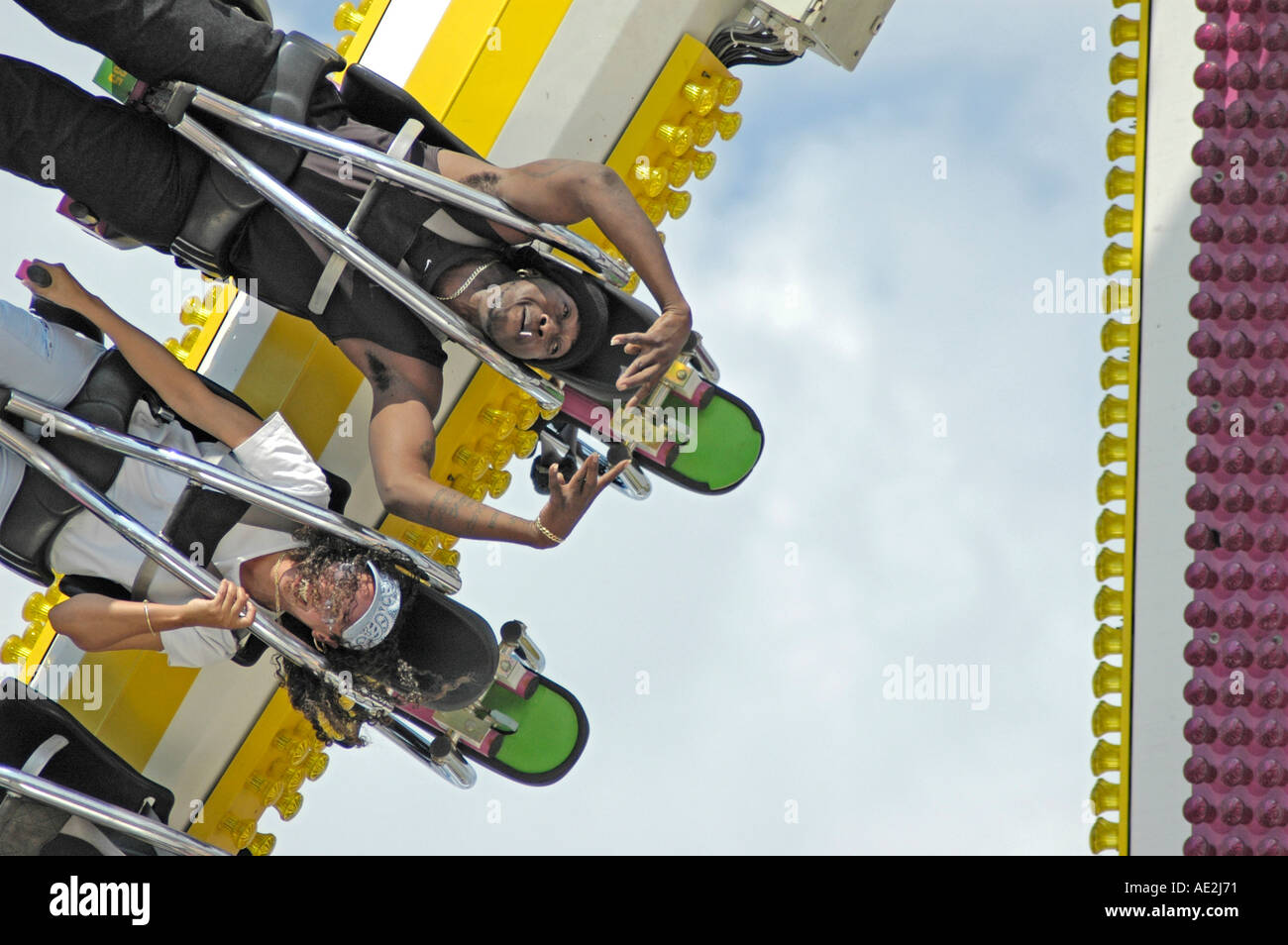 People on local carnival rides for fun during summer vacations at ...