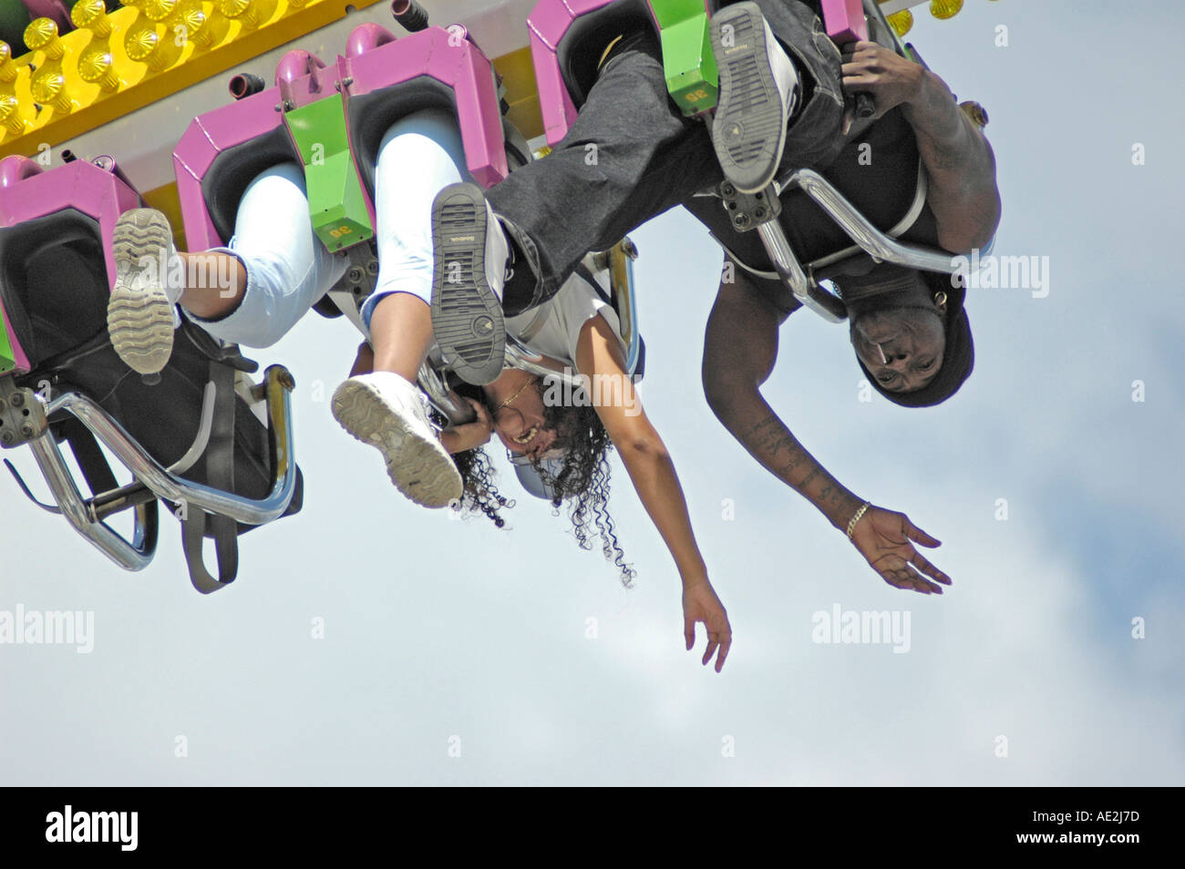 People on local carnival rides for fun during summer vacations at ...