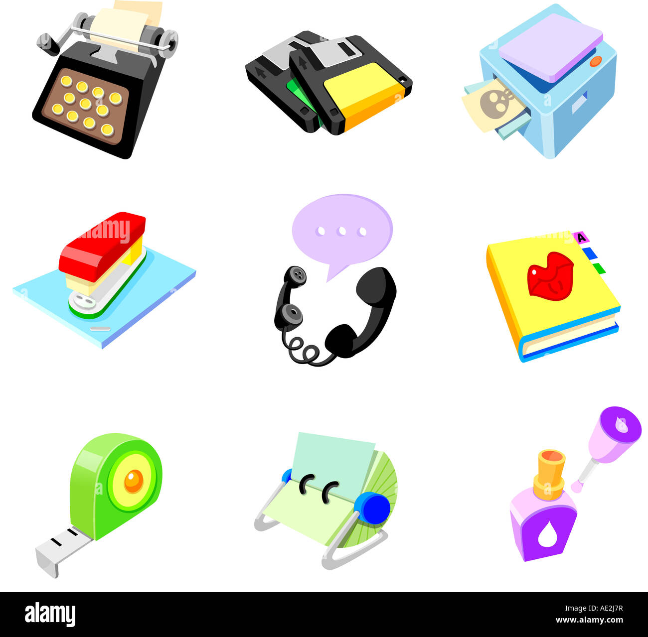Close-up of a group of office supply objects Stock Photo - Alamy