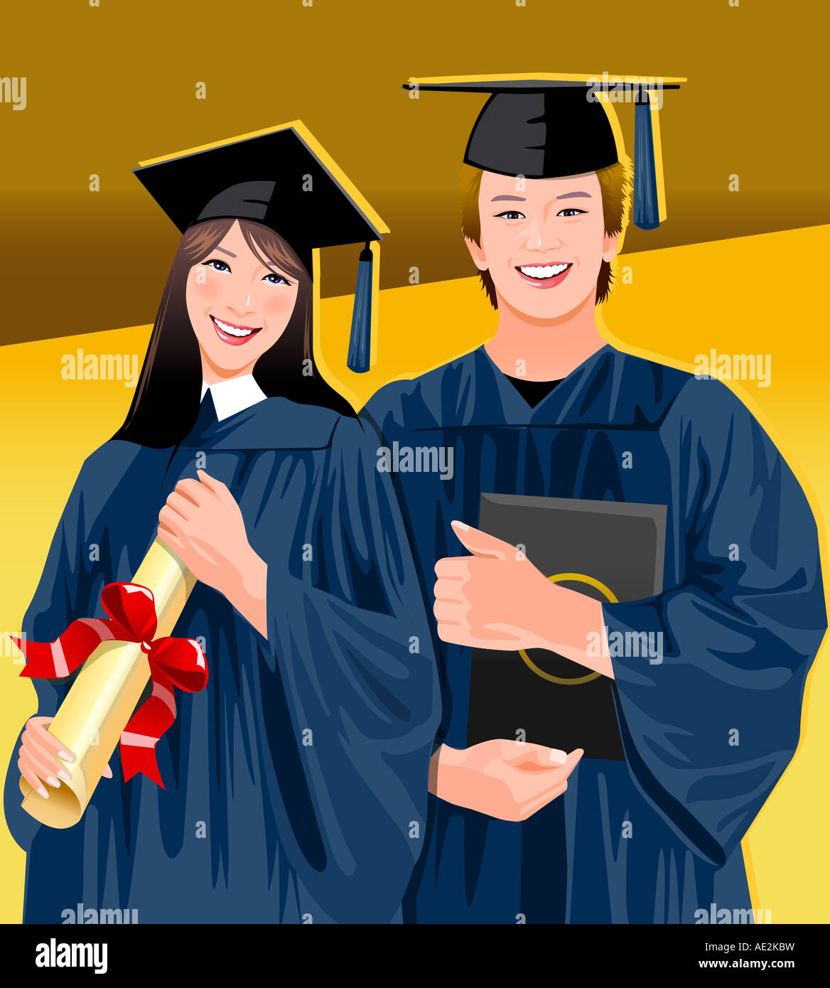 Portrait of a graduate couple smiling Stock Photo - Alamy