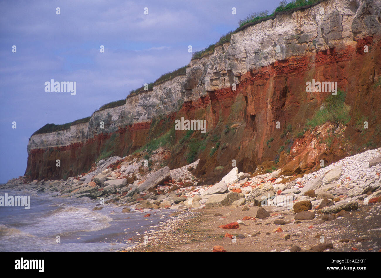 Cliffs of striped sedimentary rock at Hunstanton Norfolk England Stock ...