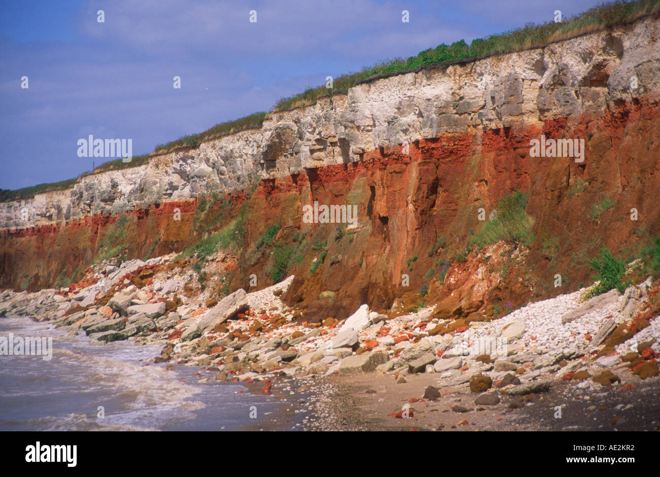 Cliffs of striped sedimentary rock at Hunstanton Norfolk England Stock ...
