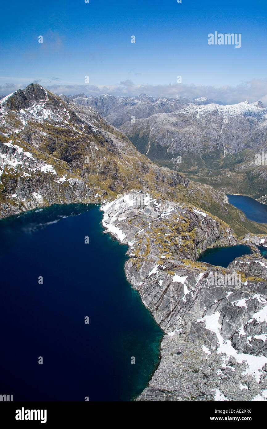 Small Lakes high on Mt Kidd and Lake Minerva in Valley below Kepler ...