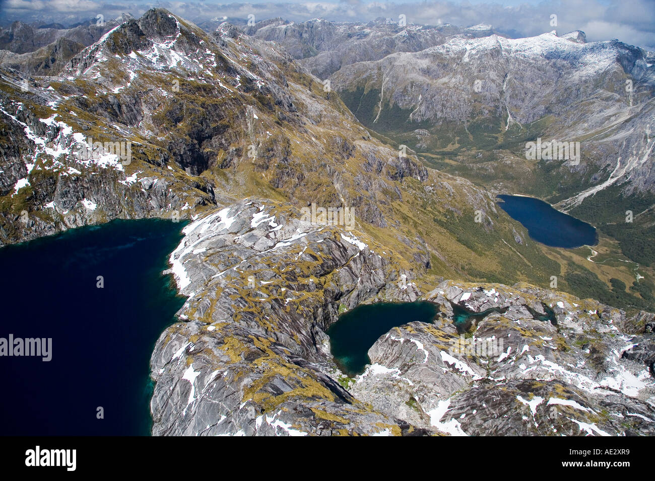 Small Lakes high on Mt Kidd and Lake Minerva in Valley below Kepler ...