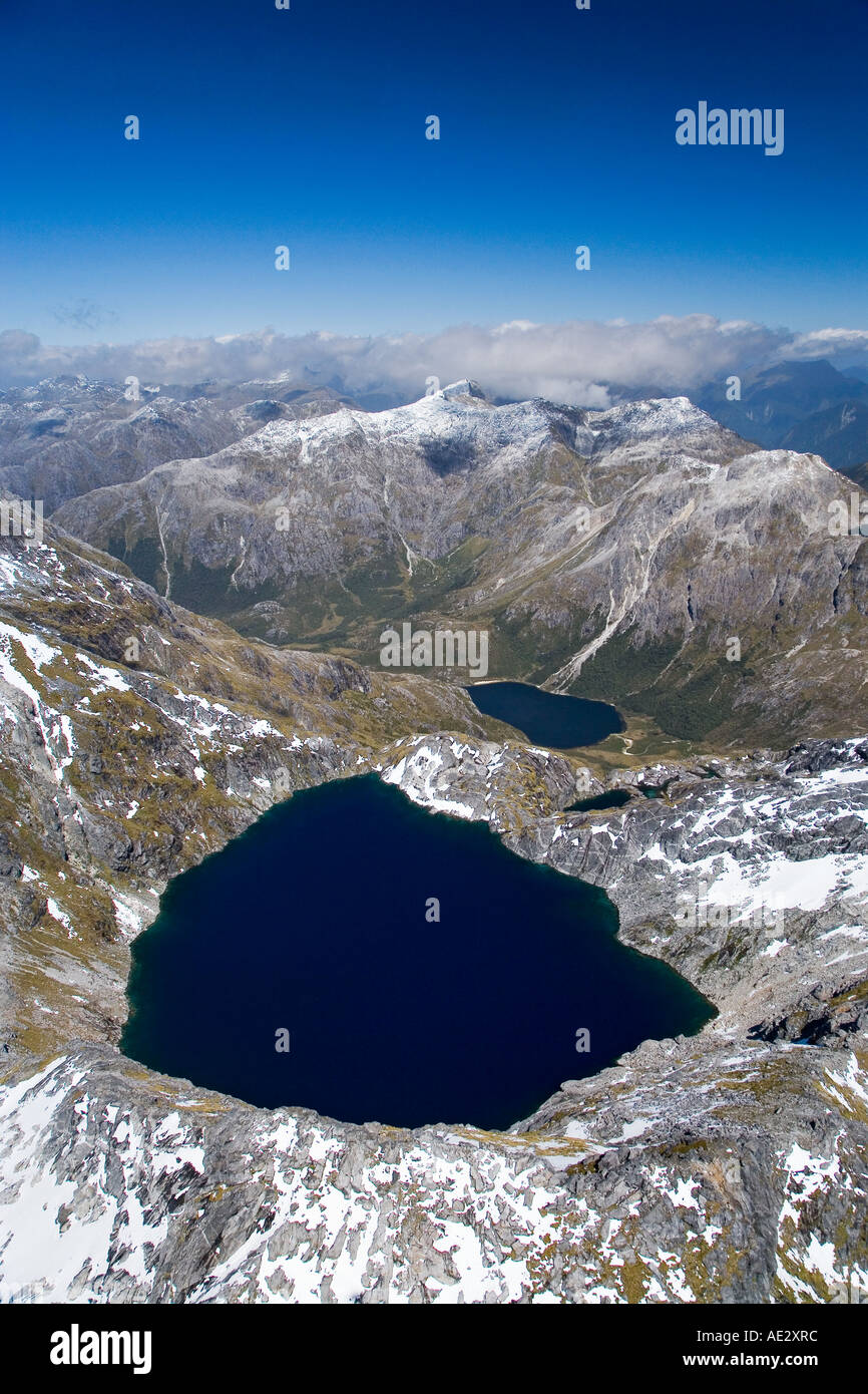 Small Lake high on Mt Kidd and Lake Minerva in Valley below Kepler ...