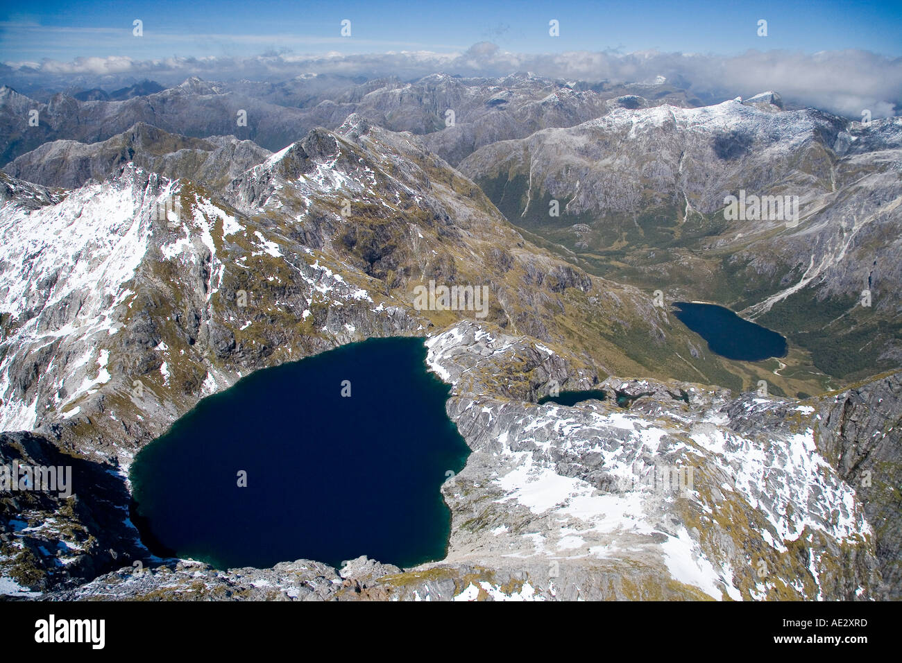 Small Lake high on Mt Kidd and Lake Minerva in Valley below Kepler ...