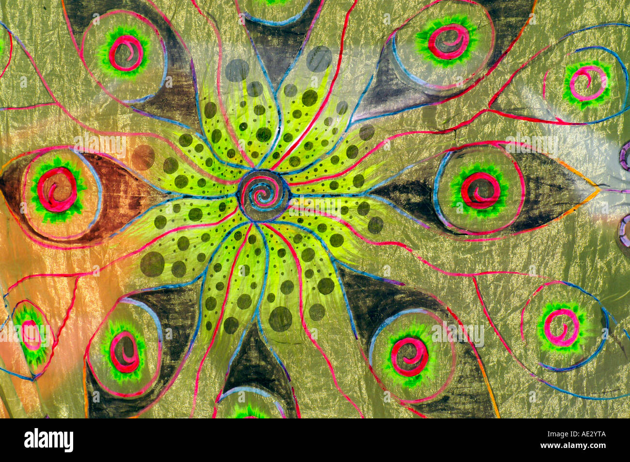 Hilltop 2006 - Colourful mandala psychedelic decoration at rave party ...