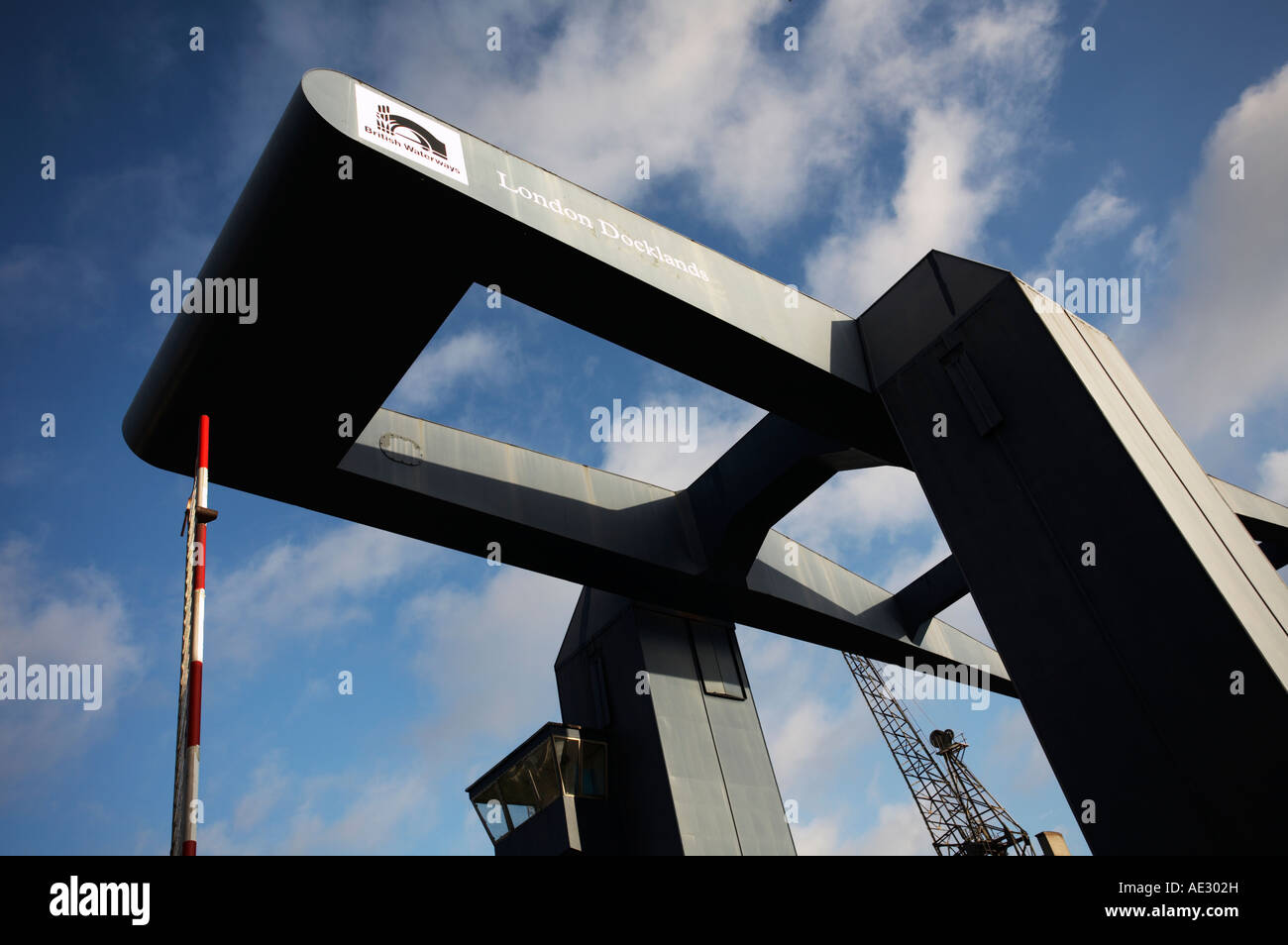 West India Docks drawbridge (built 1967-69) at Isle of Dogs, London ...
