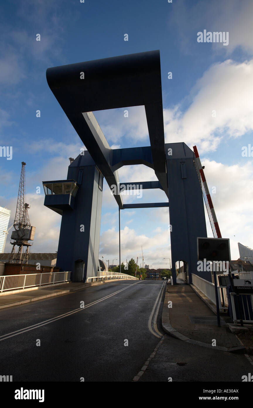 West India Docks drawbridge (built 1967-69) at Isle of Dogs, London ...