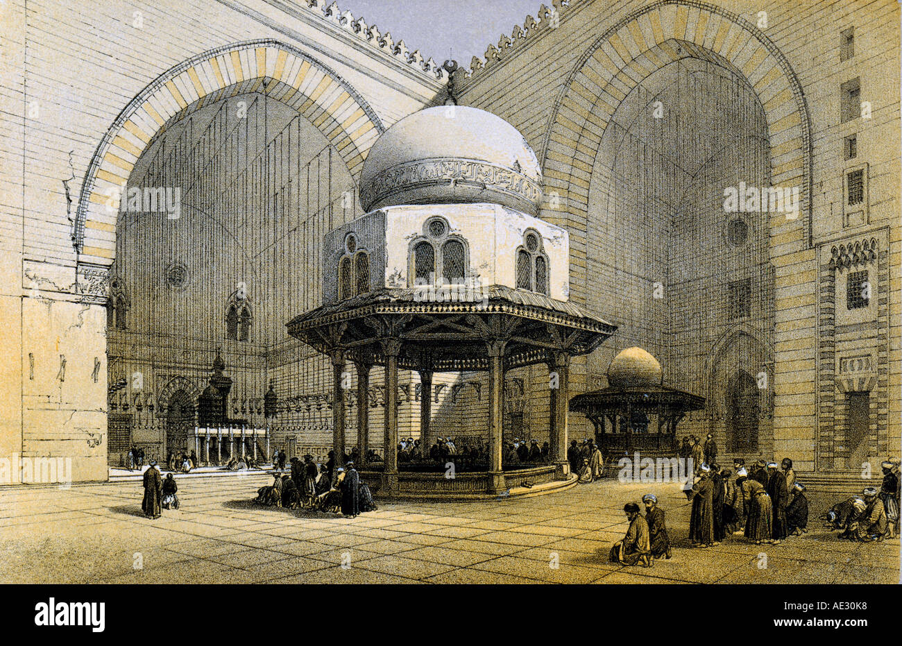 Interior Of The Mosque Madrasa Of The Sultan Hassan Cairo Egypt Stock ...