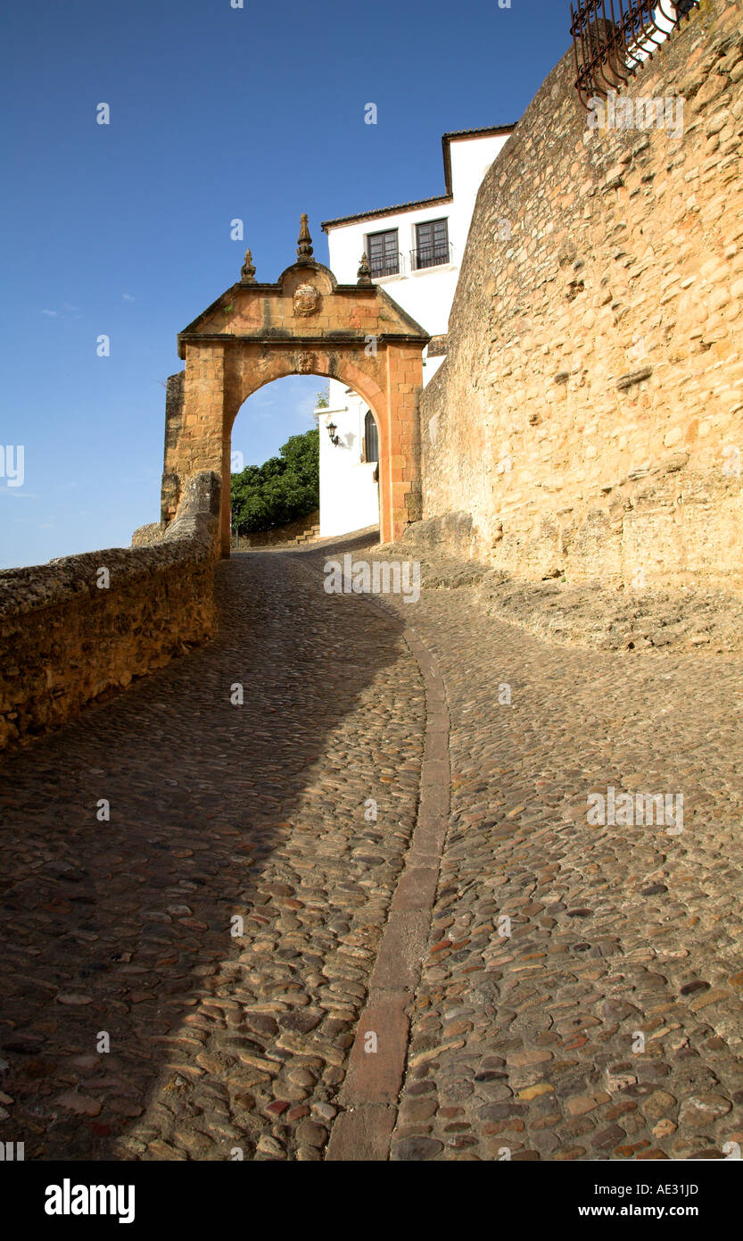 The arch of Felipe the 5th entrance to Ronda Andalucia Spain Stock ...