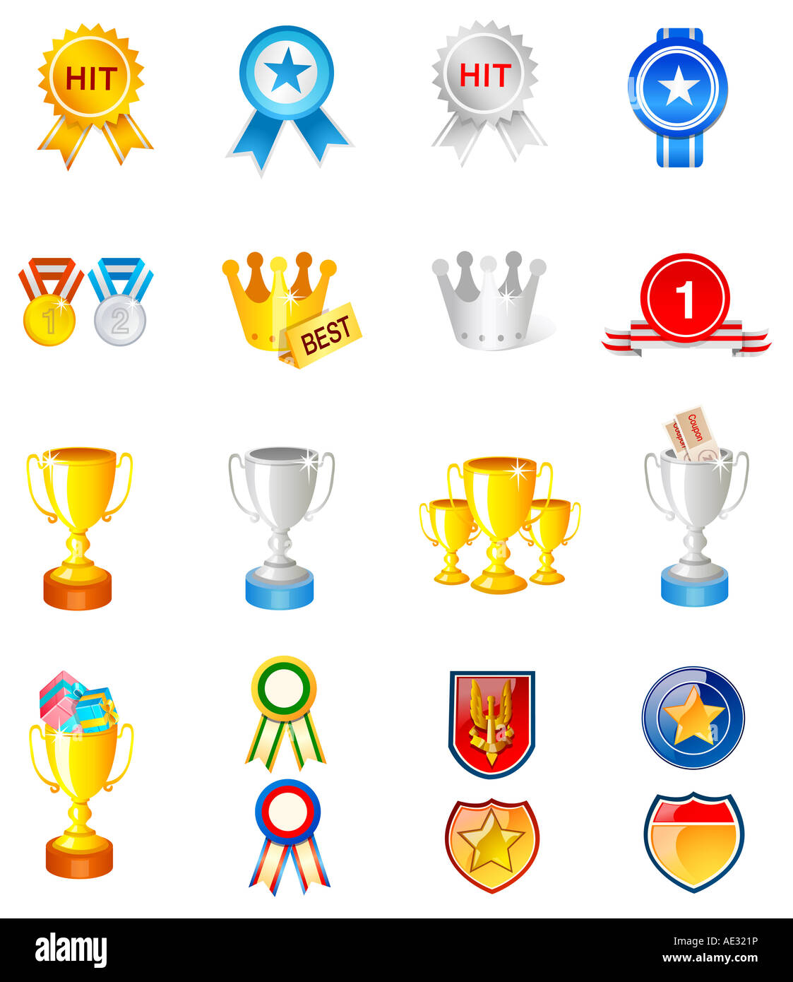 Different types of trophies and medals Stock Photo - Alamy