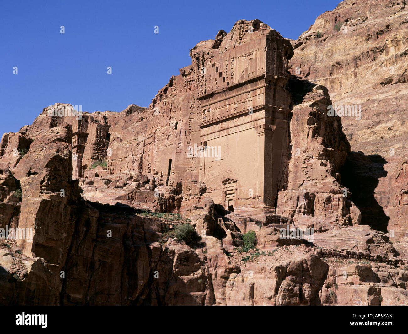 The stone structures and tombs in the ancient Nabatean canyon city of ...