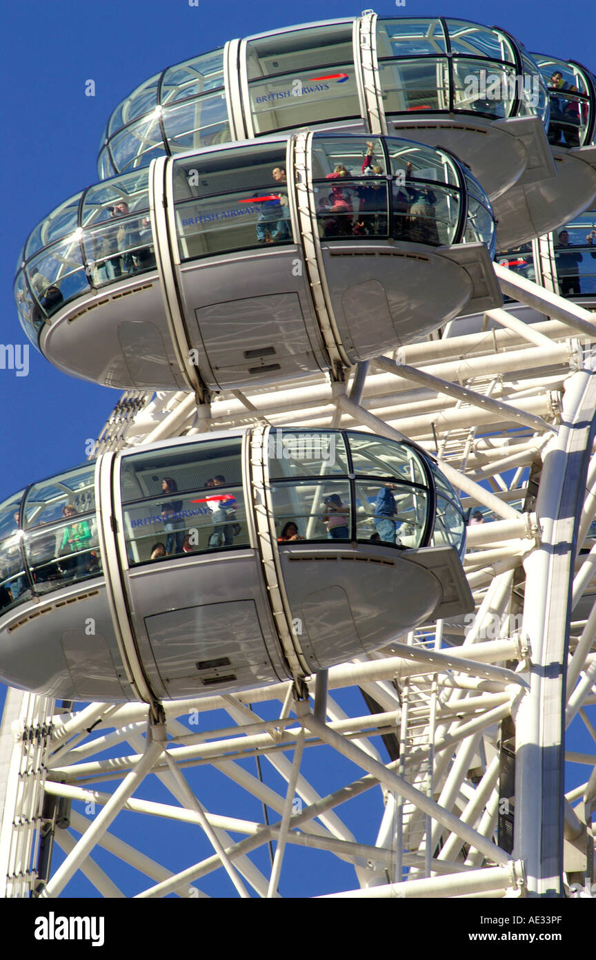 London eye capsules over blue sky backdrop Stock Photo - Alamy