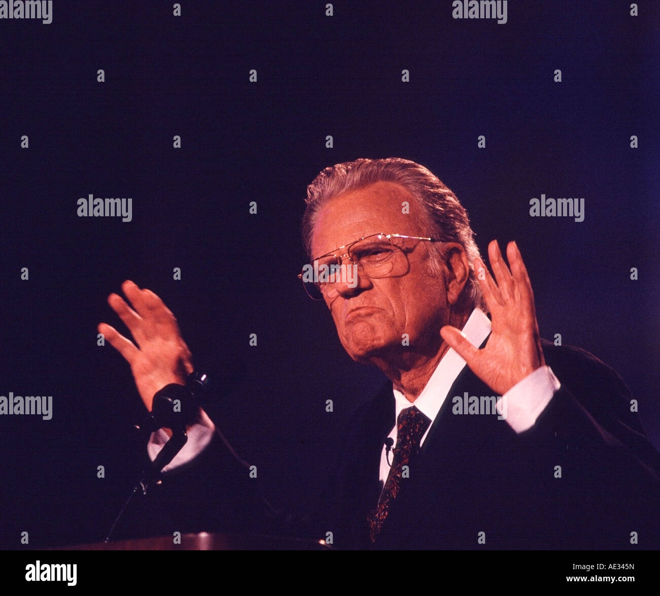 Christian Evangelist William (Billy) F. Graham Preaching inside the Cow ...