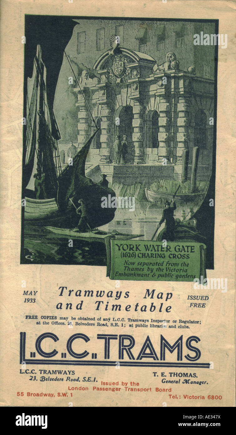LCC Tramways Map & Timetable 1933 Stock Photo - Alamy