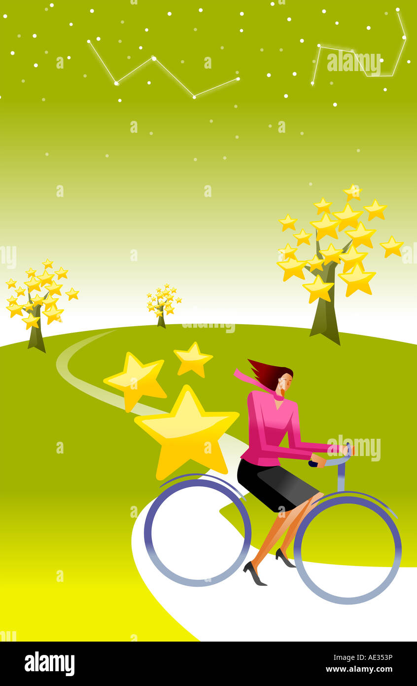 Side profile of a woman riding a bicycle Stock Photo - Alamy