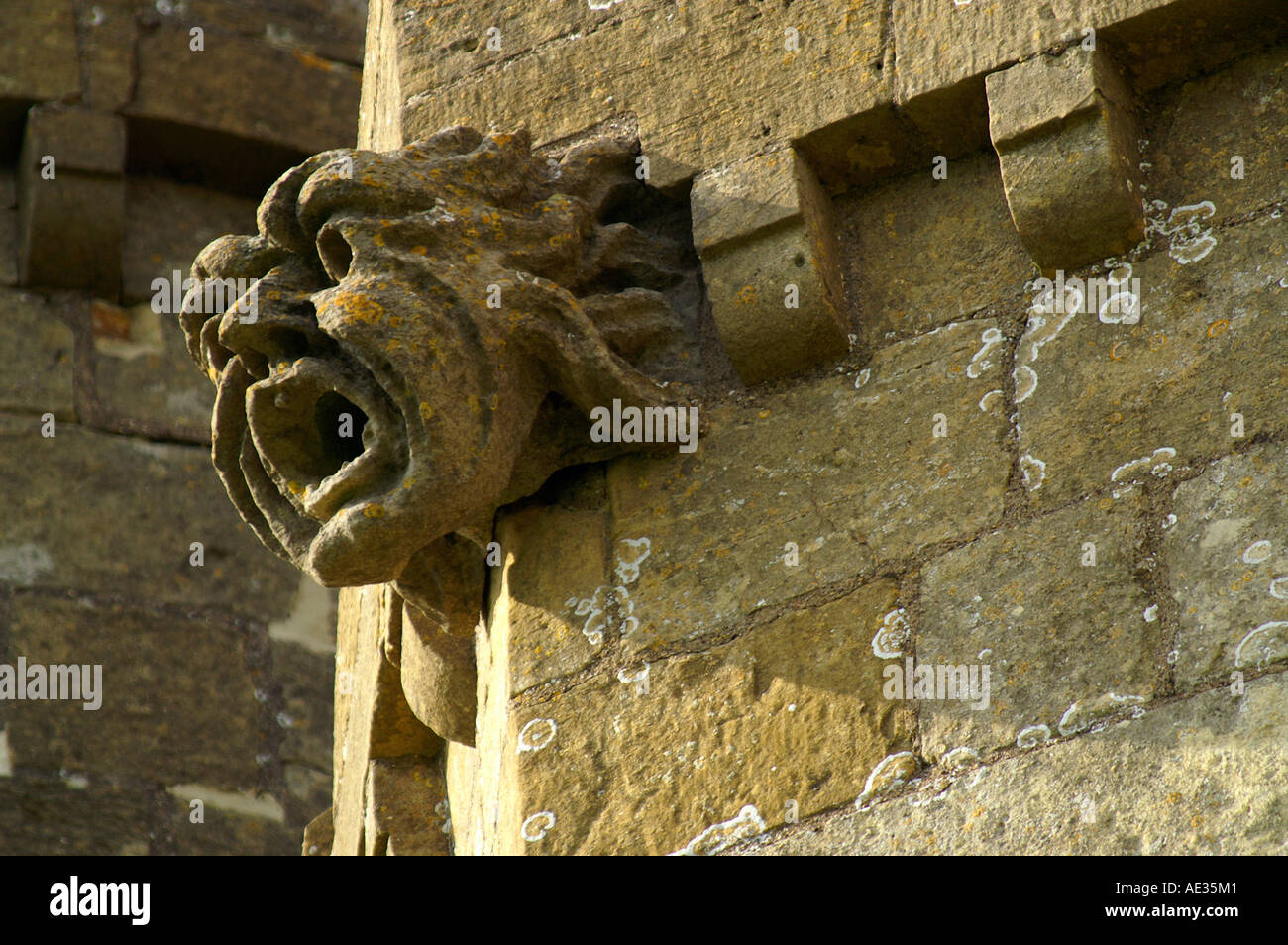 Broadway tower gargoyle face, Cotswolds hills Stock Photo - Alamy