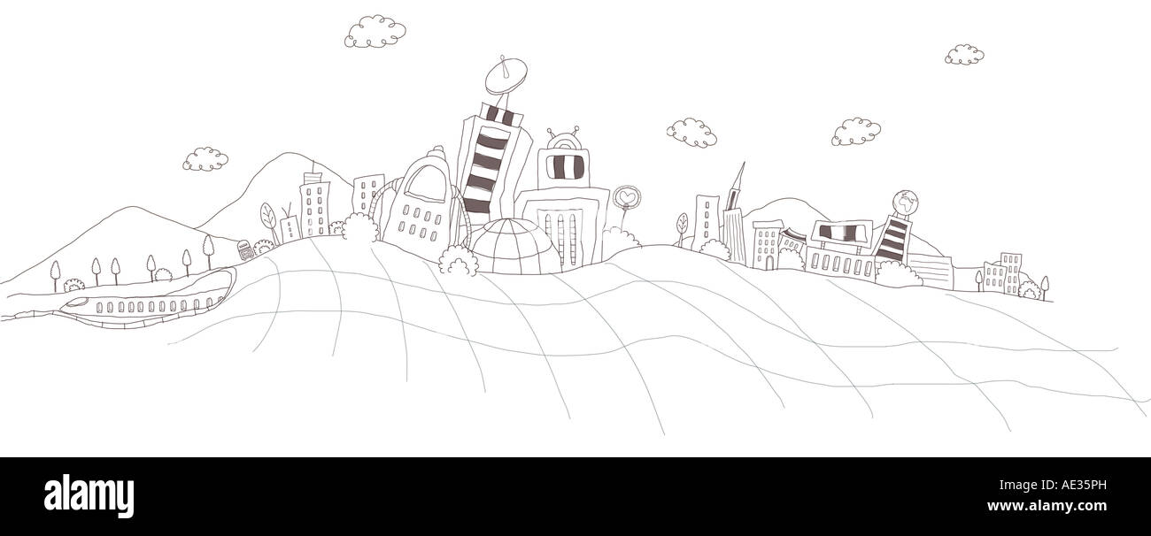 Buildings on a landscape Stock Photo - Alamy