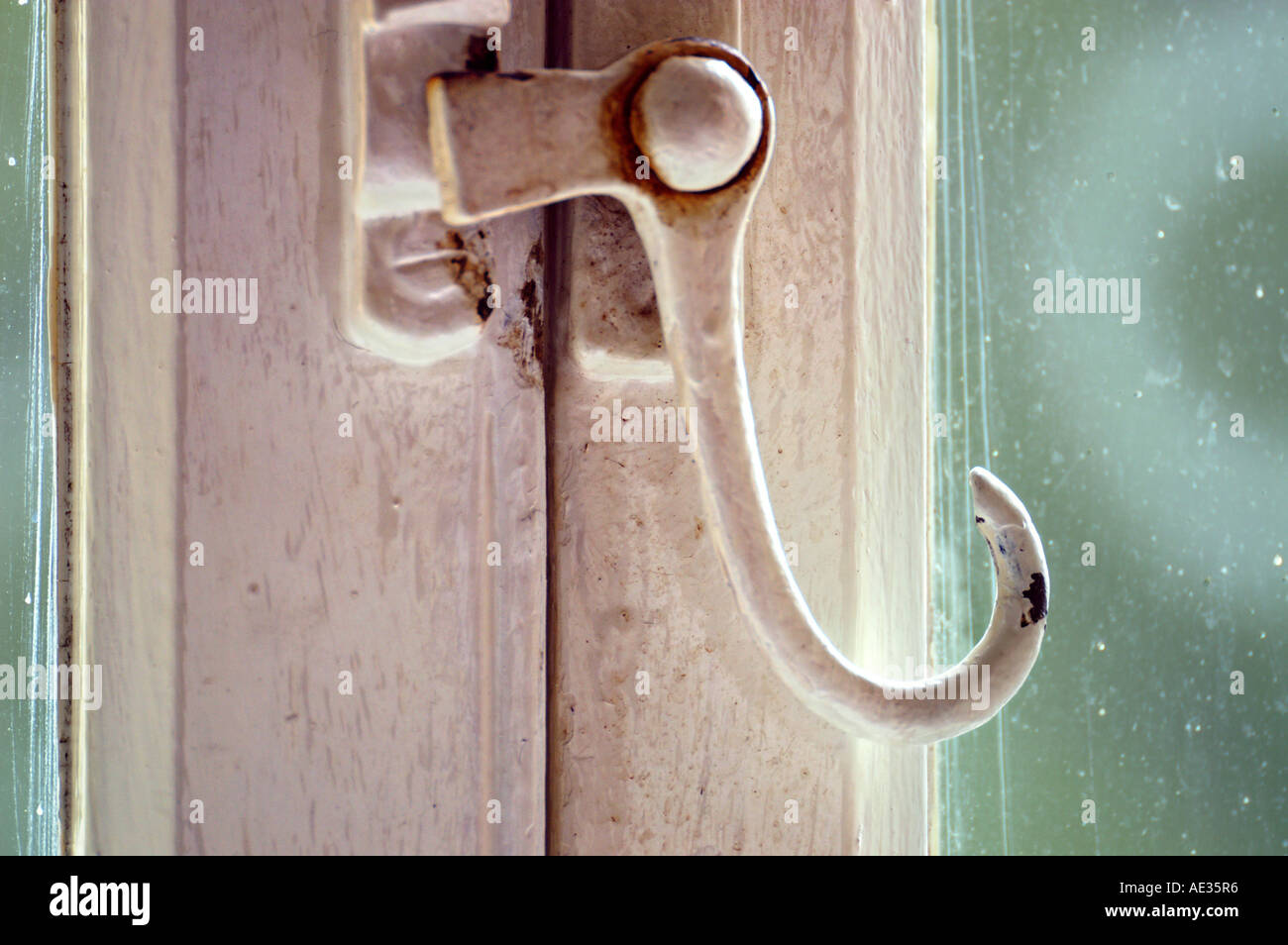 Window with metal forged handle Stock Photo - Alamy