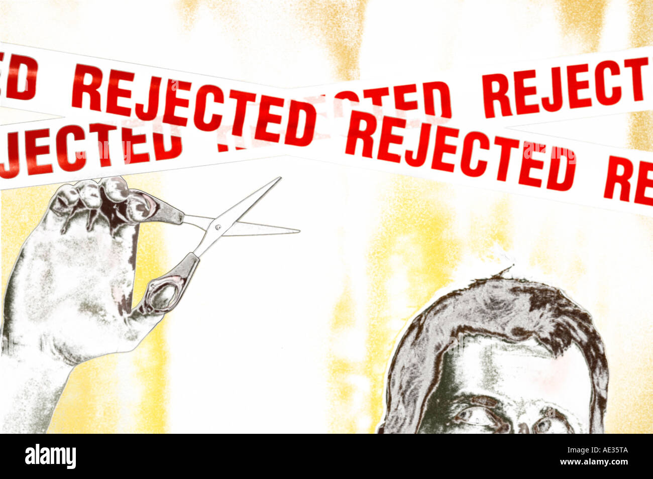 Rejected series, x crossed tape, avoiding rejection Stock Photo - Alamy