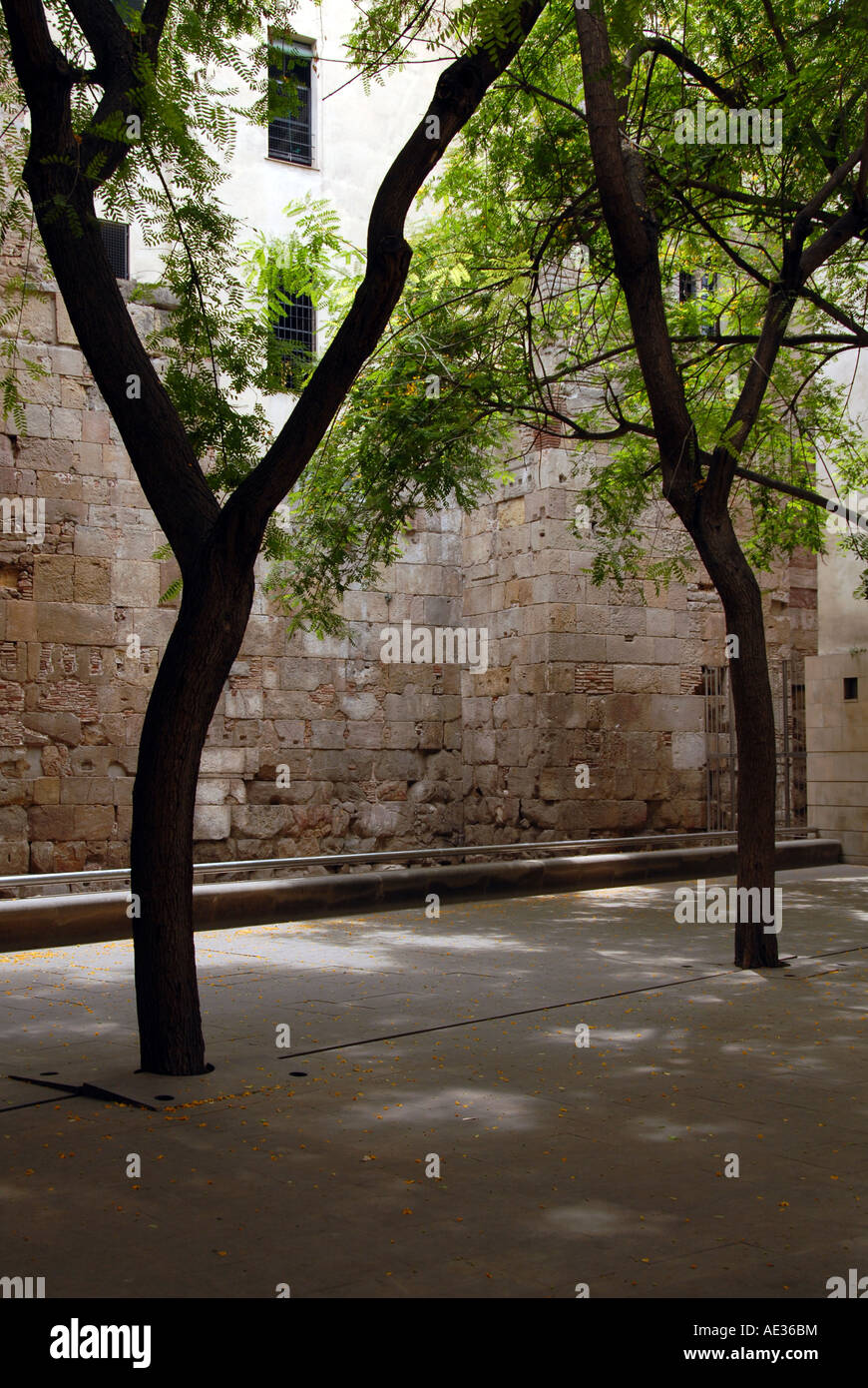 Old Roman Defense Wall Barcelona Spain Stock Photo - Alamy
