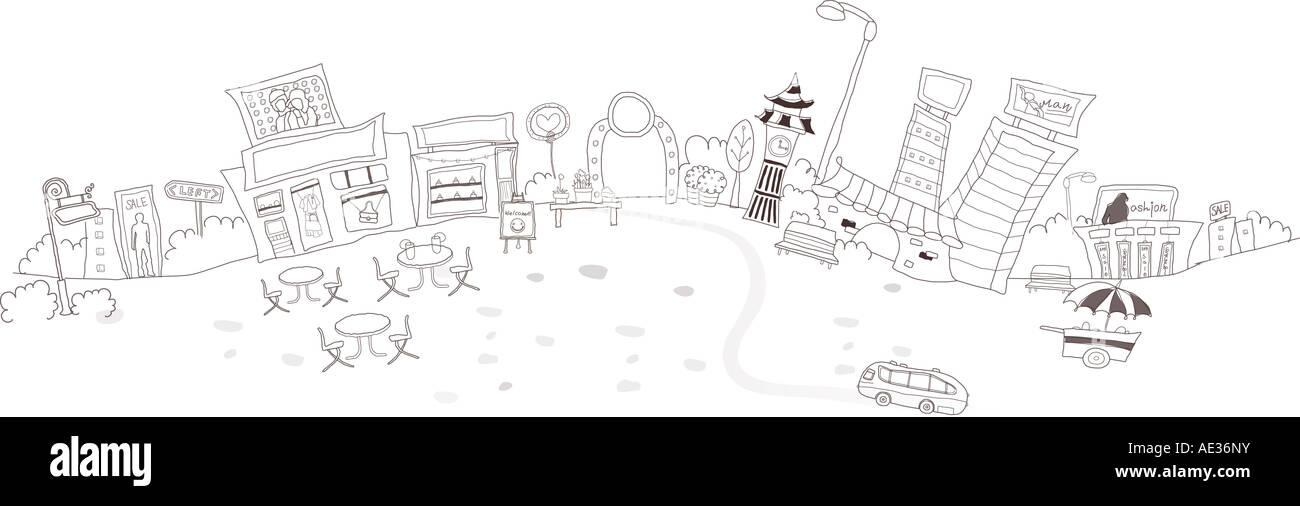 Urban scene high angle view Cut Out Stock Images & Pictures - Alamy