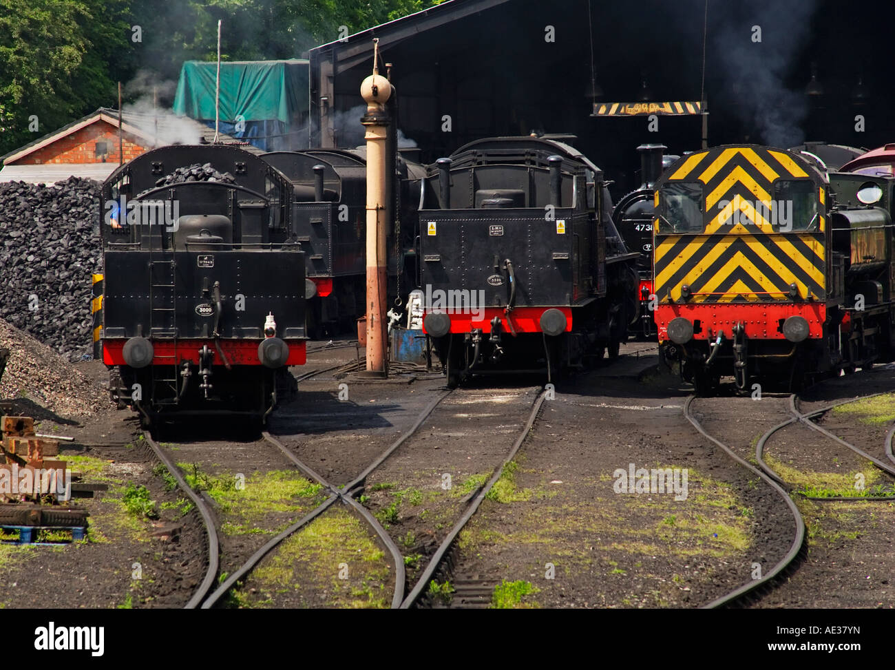 Three Old Steam Trains Stock Photo - Alamy