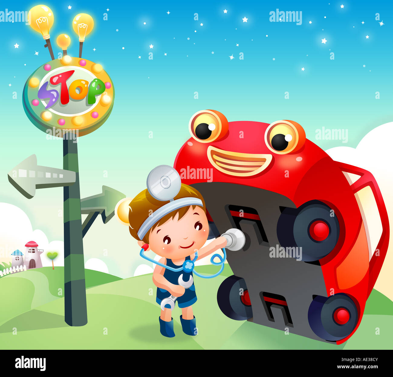 Close-up of a boy repairing a car Stock Photo - Alamy