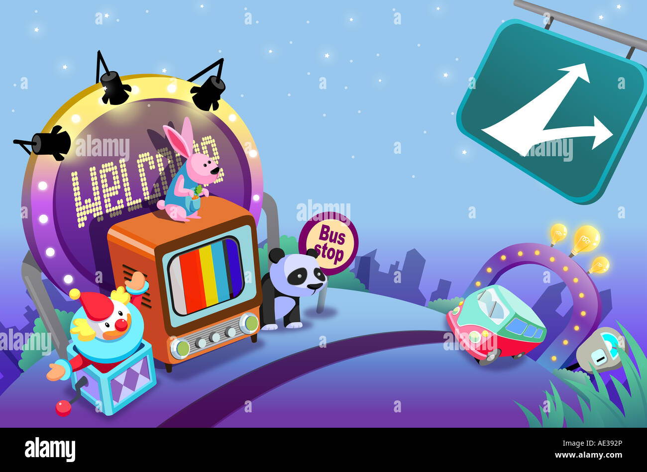 Illustration rabbit text box hi-res stock photography and images - Alamy