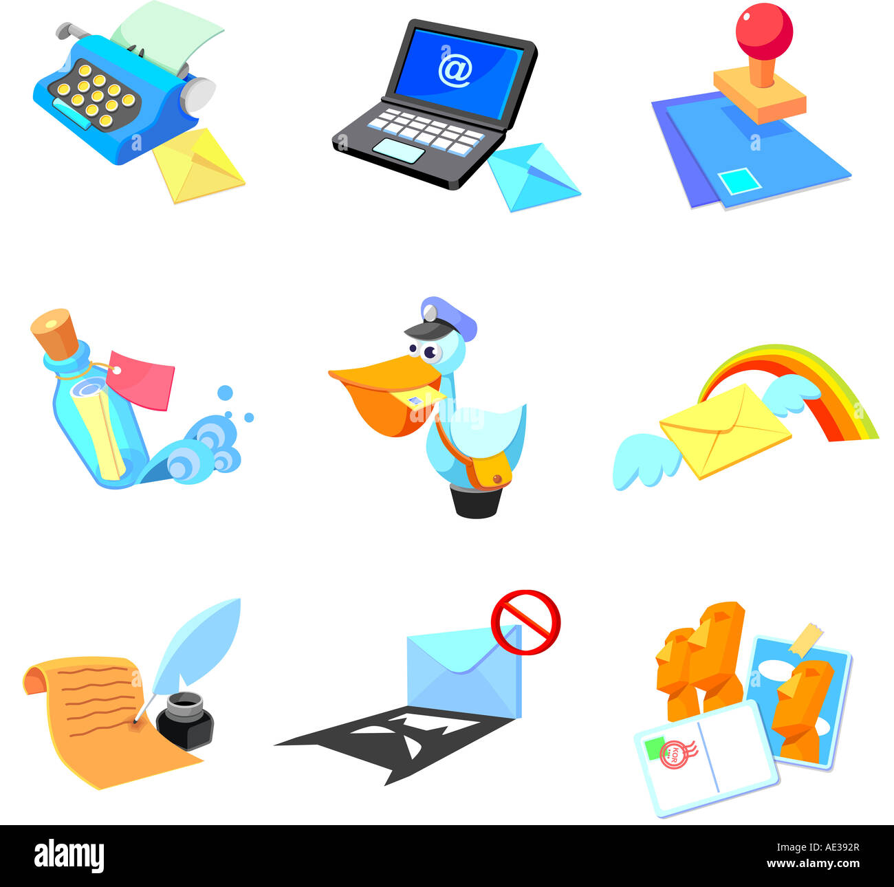Objects related to communication media on a white background Stock ...