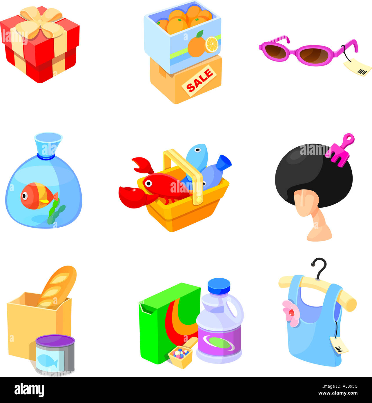 Group of objects on a white background Stock Photo - Alamy