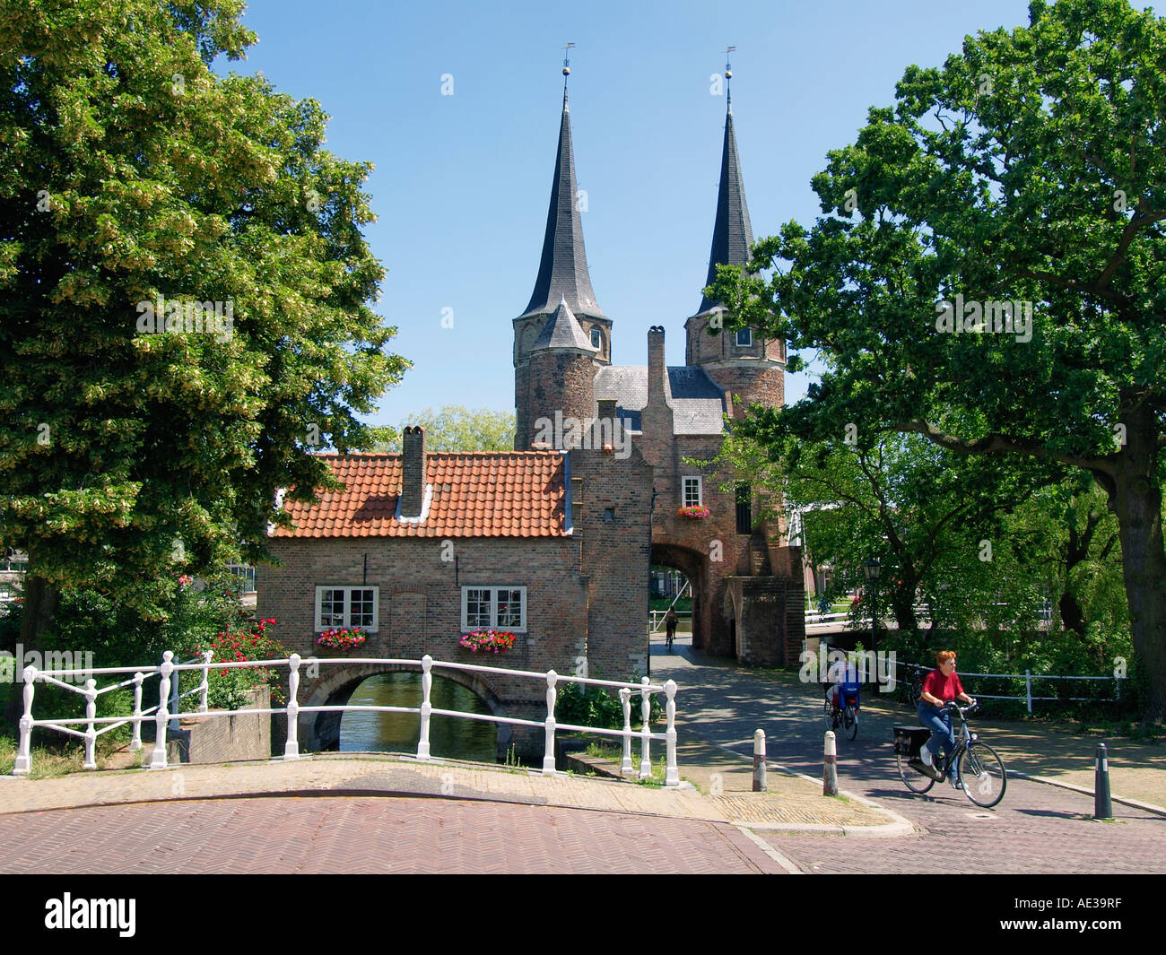 The Oostpoort or eastgate of the historic city centre Delft the ...