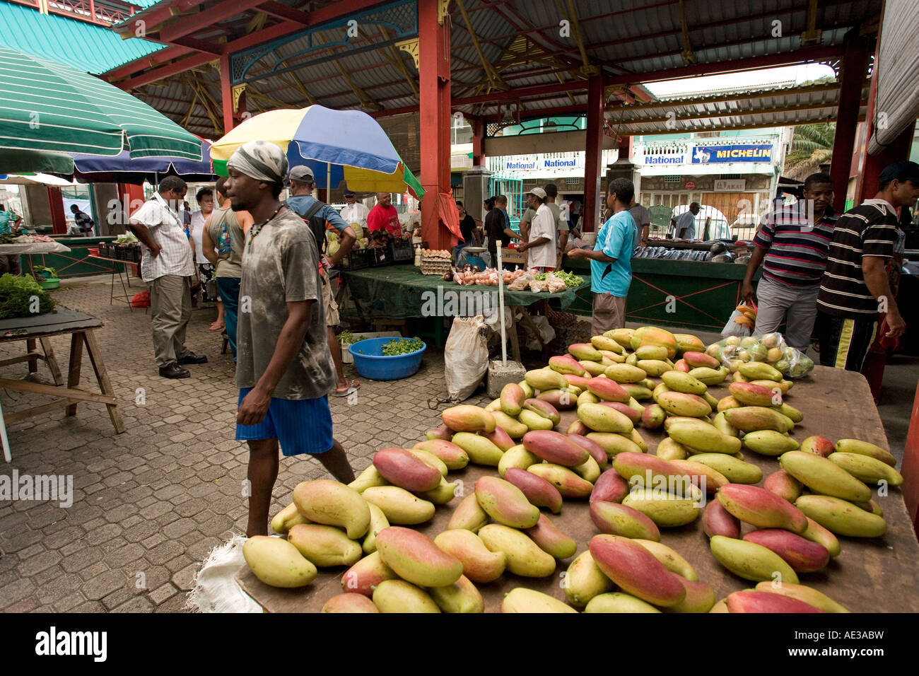 The colorful Victoria Market Mahe Island Seychelles Stock Photo ...
