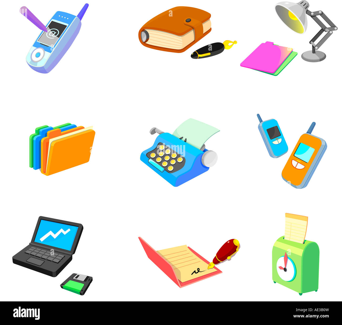 Group of objects on a white background Stock Photo - Alamy